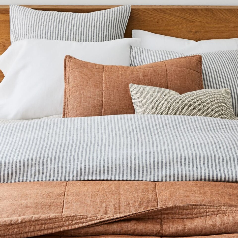 European Flax Linen Classic Stripe Quilt Cover & Pillowcases | west elm ...
