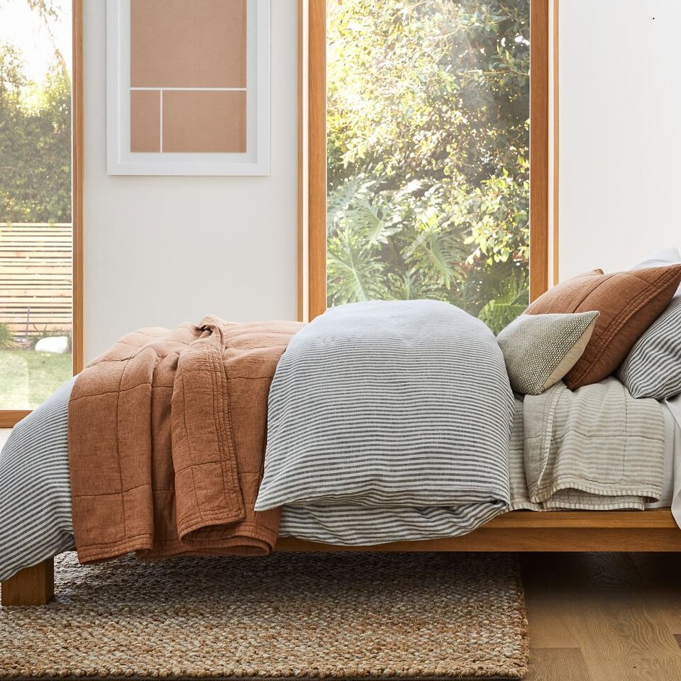 European Flax Linen Classic Stripe Quilt Cover & Pillowcases | west elm ...