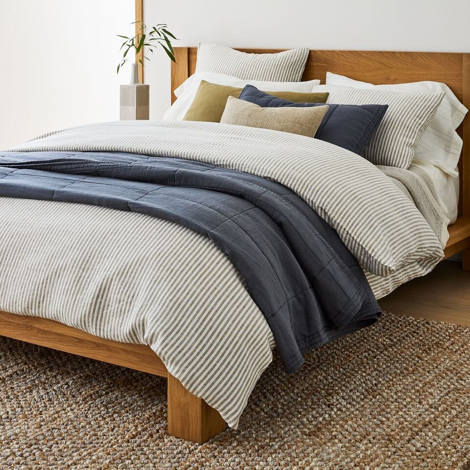 European Flax Linen Classic Stripe Quilt Cover & Pillowcases | West Elm ...