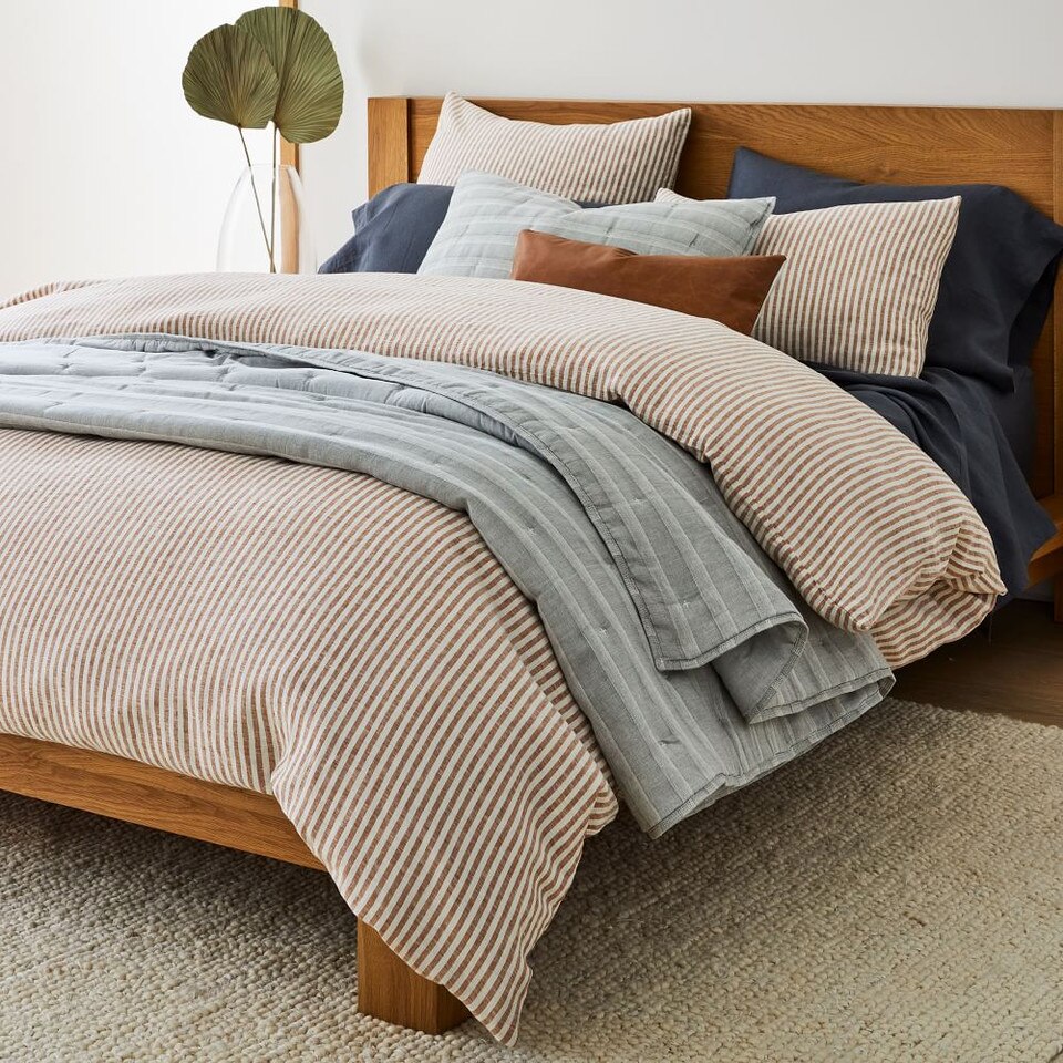 European Flax Linen Classic Stripe Quilt Cover & Pillowcases - West Elm ...