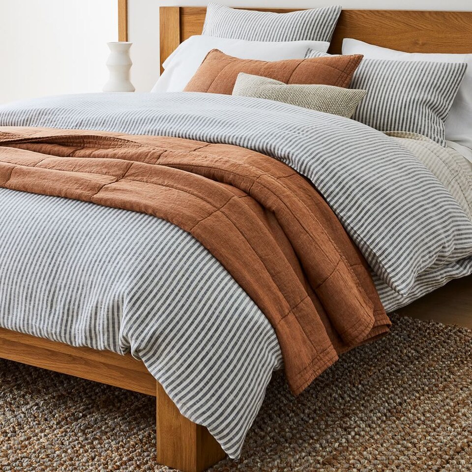 European Flax Linen Classic Stripe Quilt Cover & Pillowcases - West Elm ...