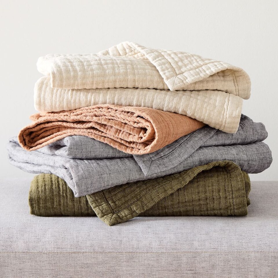 Linen Cotton Solid Throw | West Elm Australia