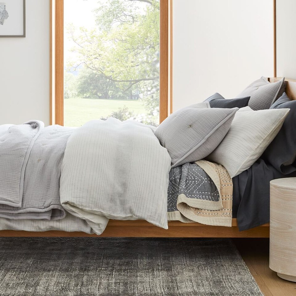 European Flax Linen Graduated Stripe Pillowcase, Euro - West Elm Australia