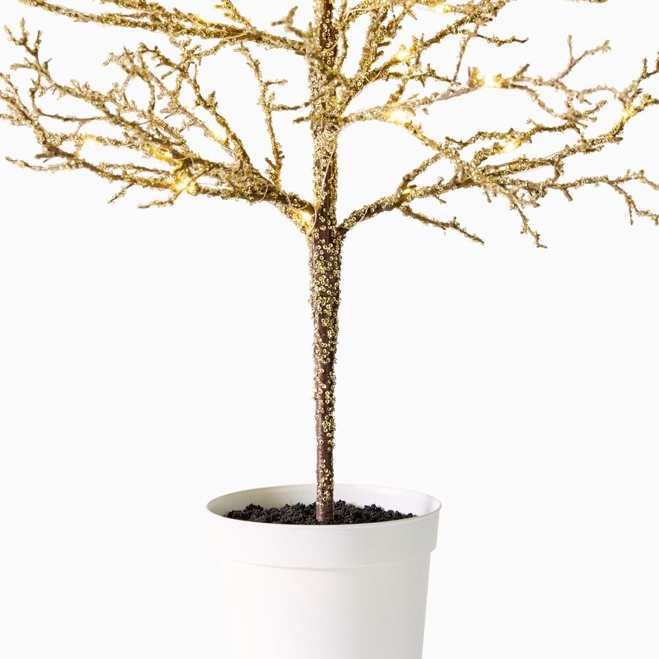Pre-Lit Faux Potted Glitter Branch Tabletop Tree | West Elm Australia