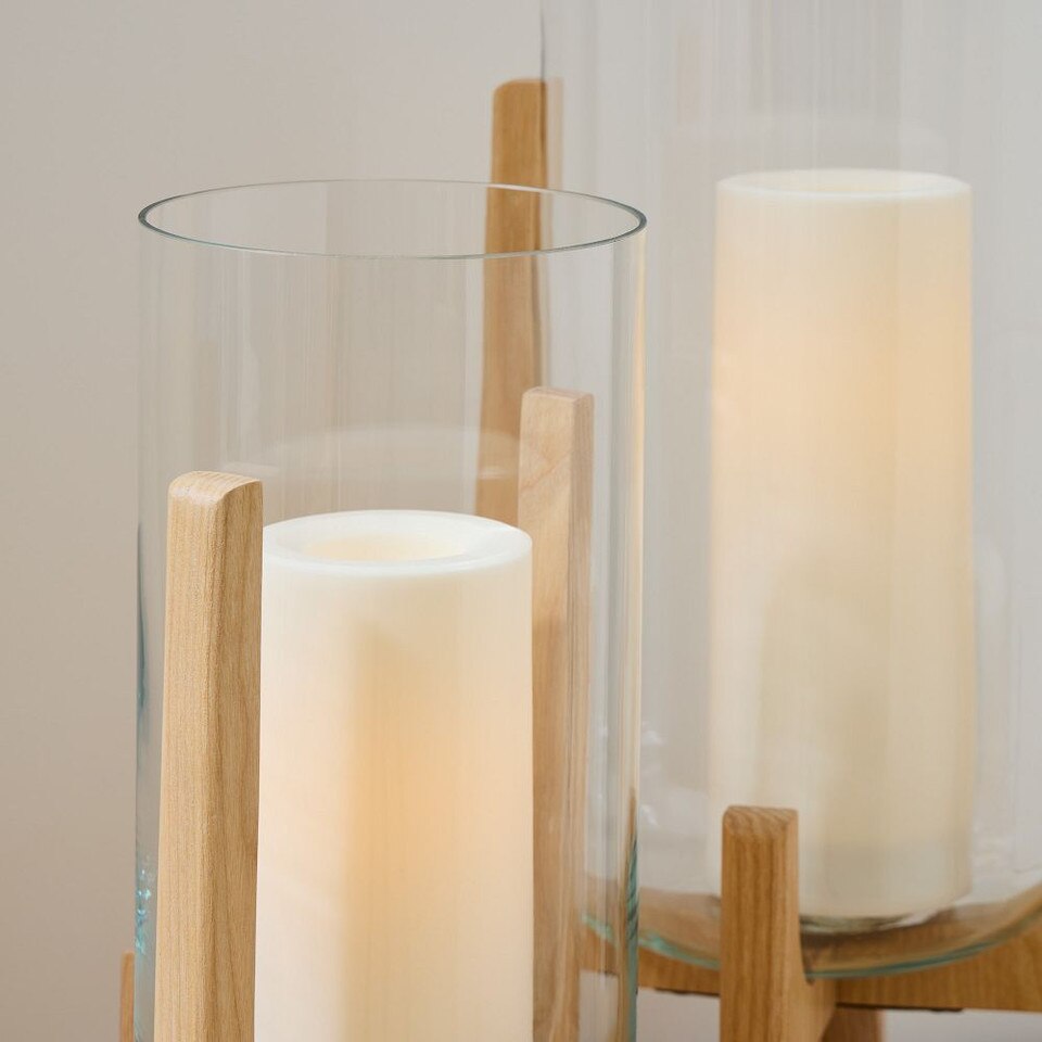 Marti Mid-Century Glass & Wood Lanterns - West Elm Australia
