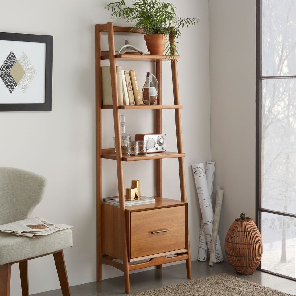 Mid-Century 56 cm Bookshelf w/ drawer - Acorn | west elm Australia