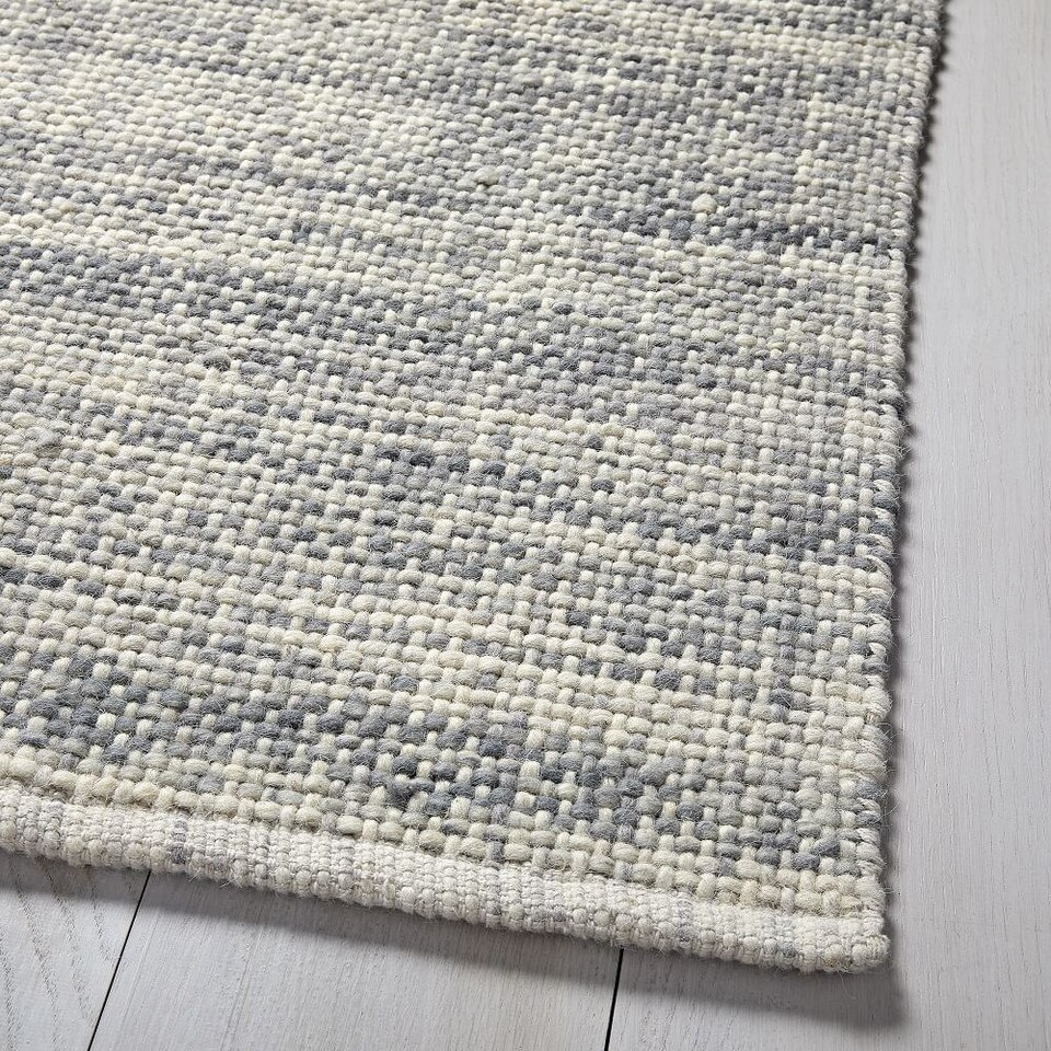 Mid-Century Heathered Basketweave Wool Rug - Steel | west elm Australia
