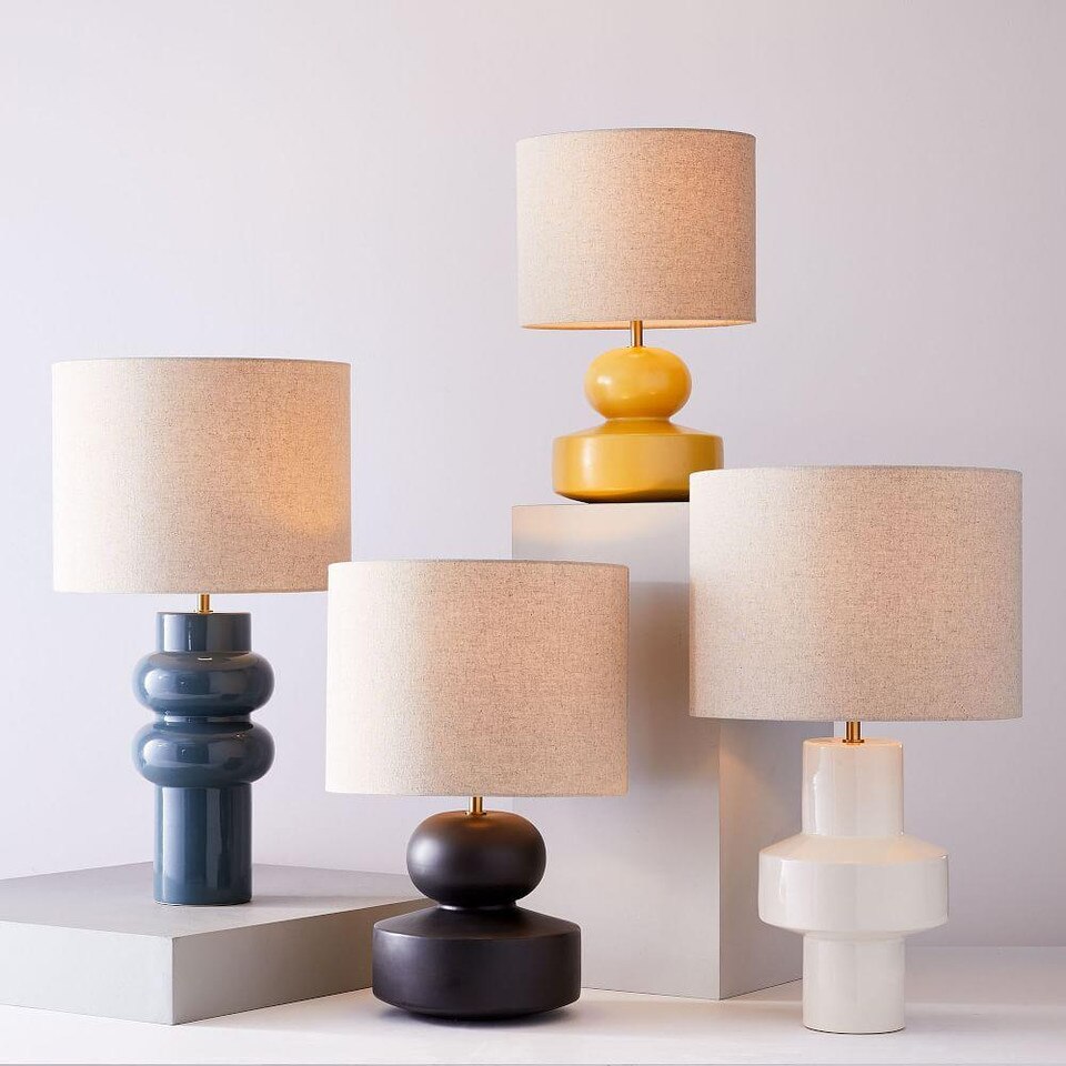 Modern Totem Table Lamp - Wide (Black) | West Elm Australia