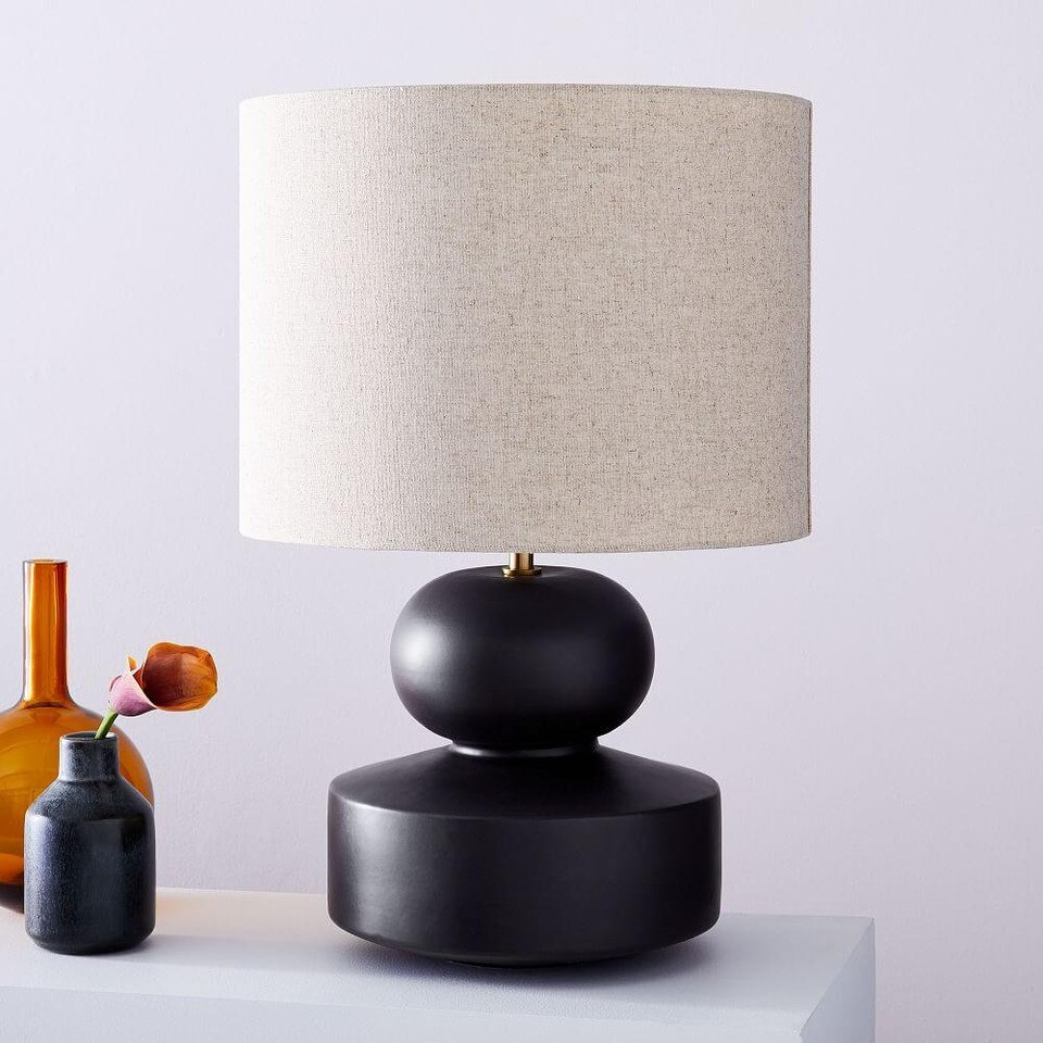Modern Totem Table Lamp - Wide (Black) | West Elm Australia