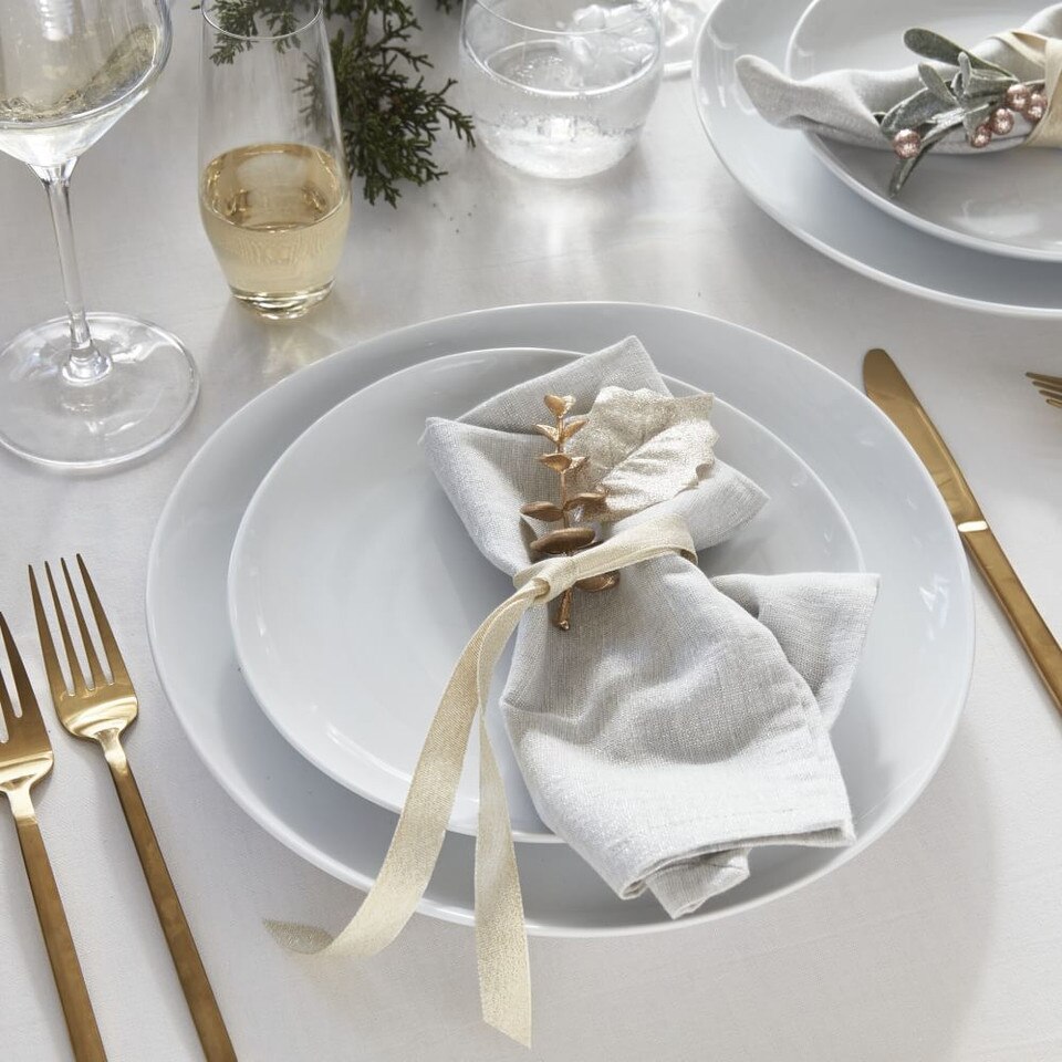 White Porcelain Organic Shaped Dinnerware Set (Set of 20) | West Elm ...