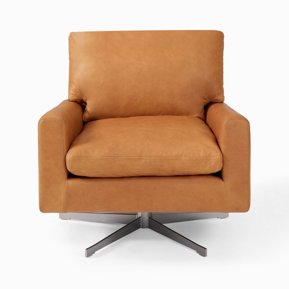 Nelson Leather Swivel Chair | West Elm Australia