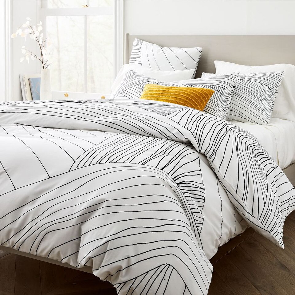 Organic Percale Landscape Linework Quilt Cover & Pillowcases | West Elm ...