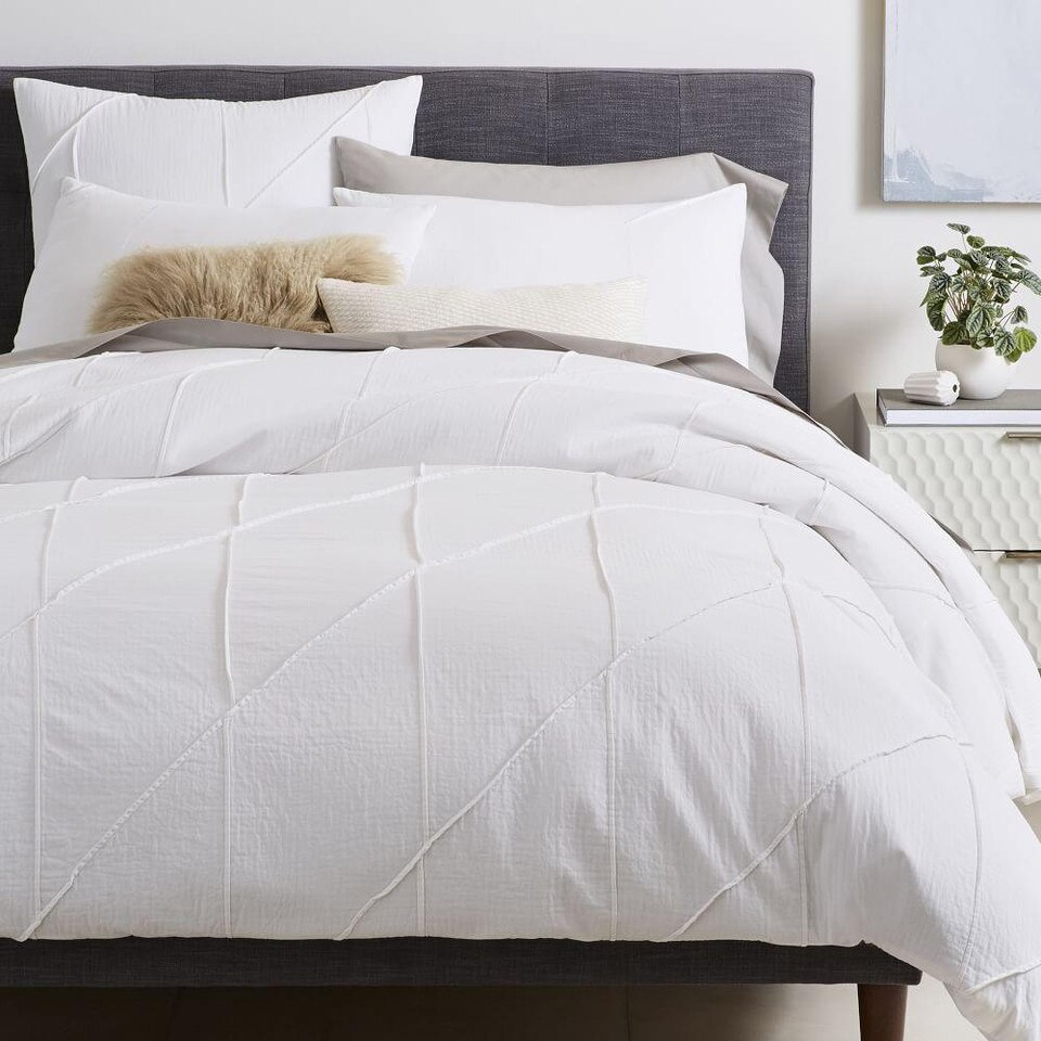 Pleated Grid Duvet Cover & Shams