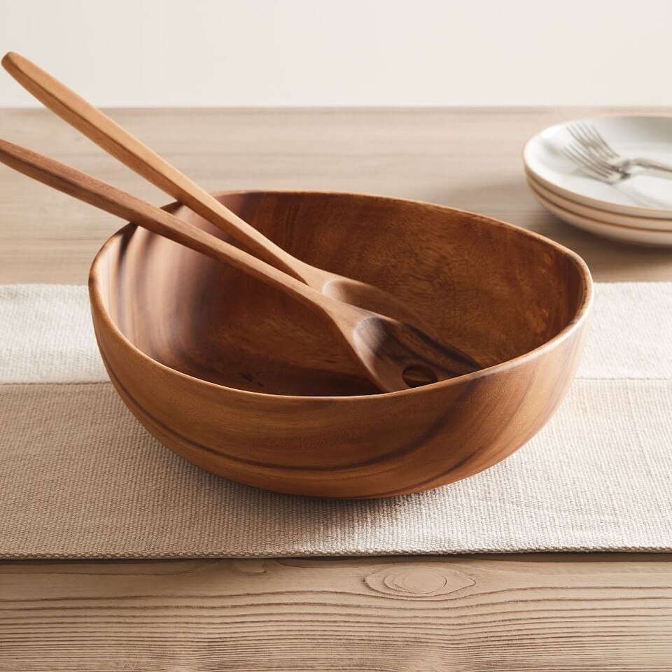 Organic Shaped Wood Salad Servers (Set of 2) | West Elm Australia