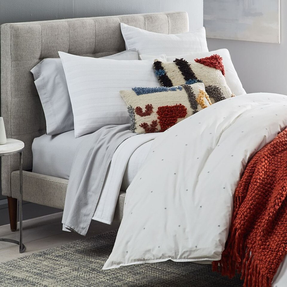Organic Washed Cotton Percale Quilt Cover & Pillowcases - Stone White ...