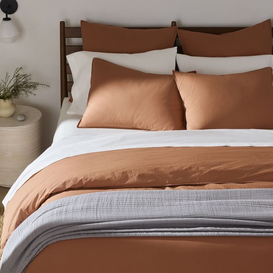 Organic Washed Cotton Percale Quilt Cover & Pillowcases - West Elm ...