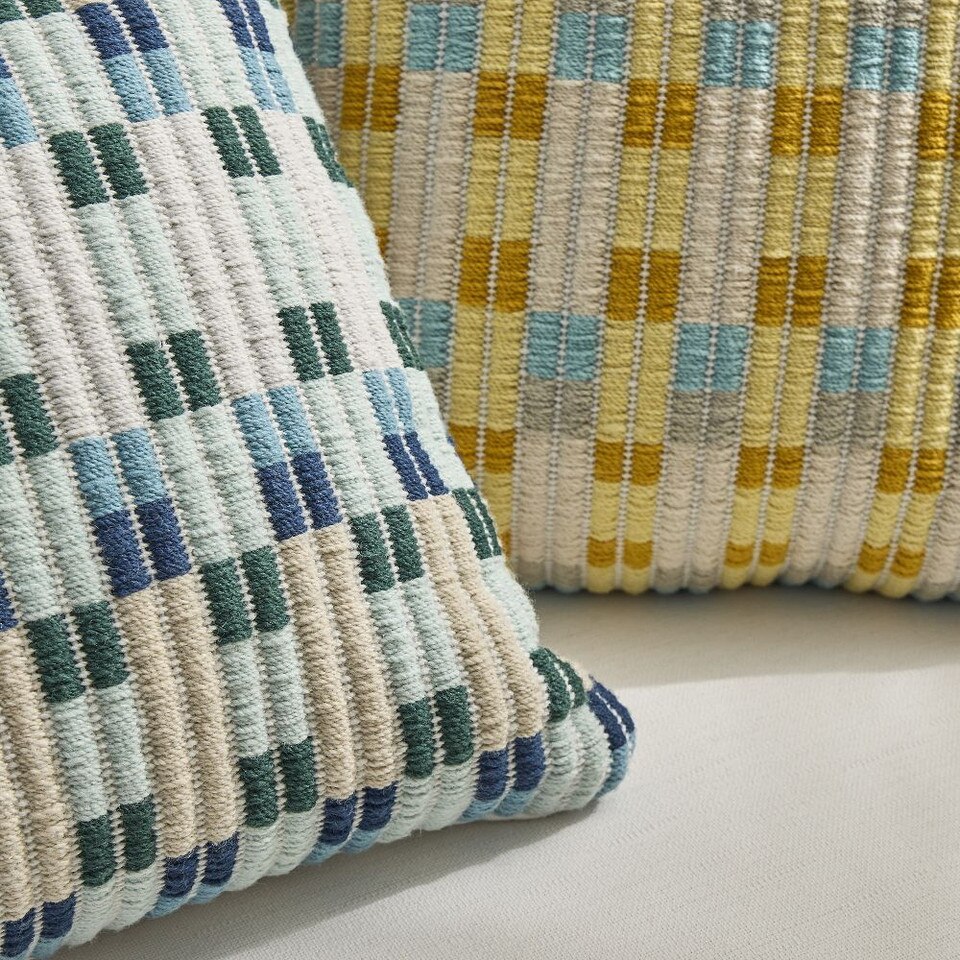 Outdoor Check Point Cushion - West Elm Australia