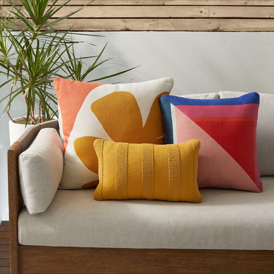 Split Colourblock Indoor/Outdoor Cushion | West Elm Australia