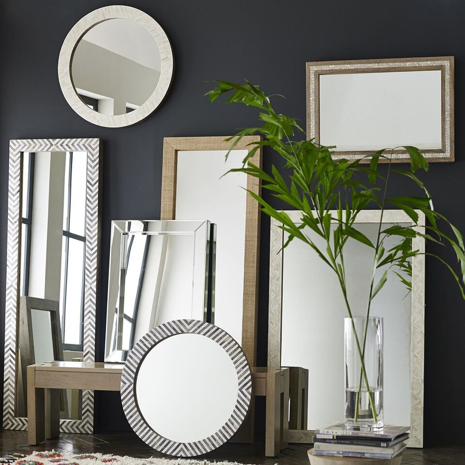 Parsons Round Mirror - Herringbone | west elm Australia