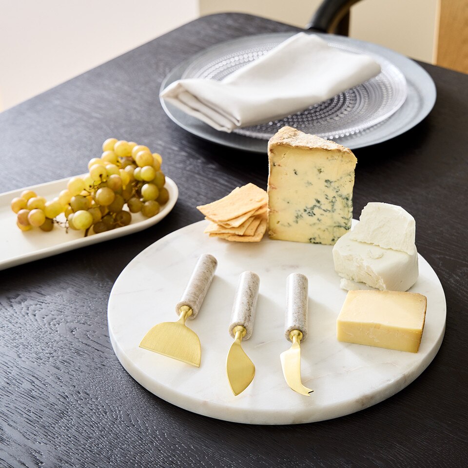 Beige Stone and Gold Travertine Cheese Knives - West Elm Australia