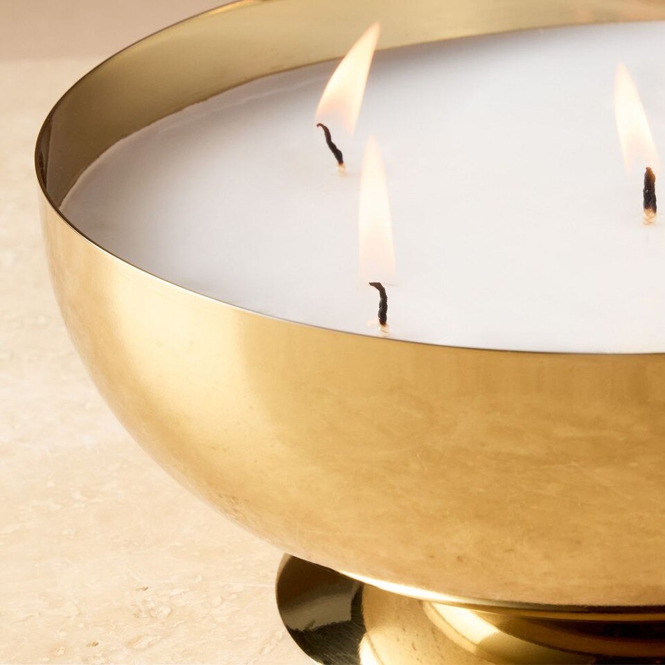 Polished Metal 3-Wick Filled Candle - West Elm Australia