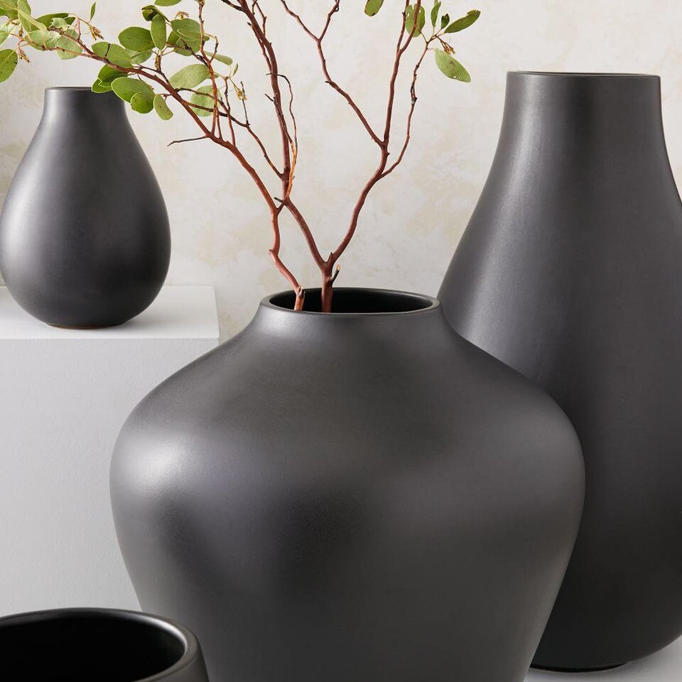 Pure Black Ceramic Vases | west elm Australia