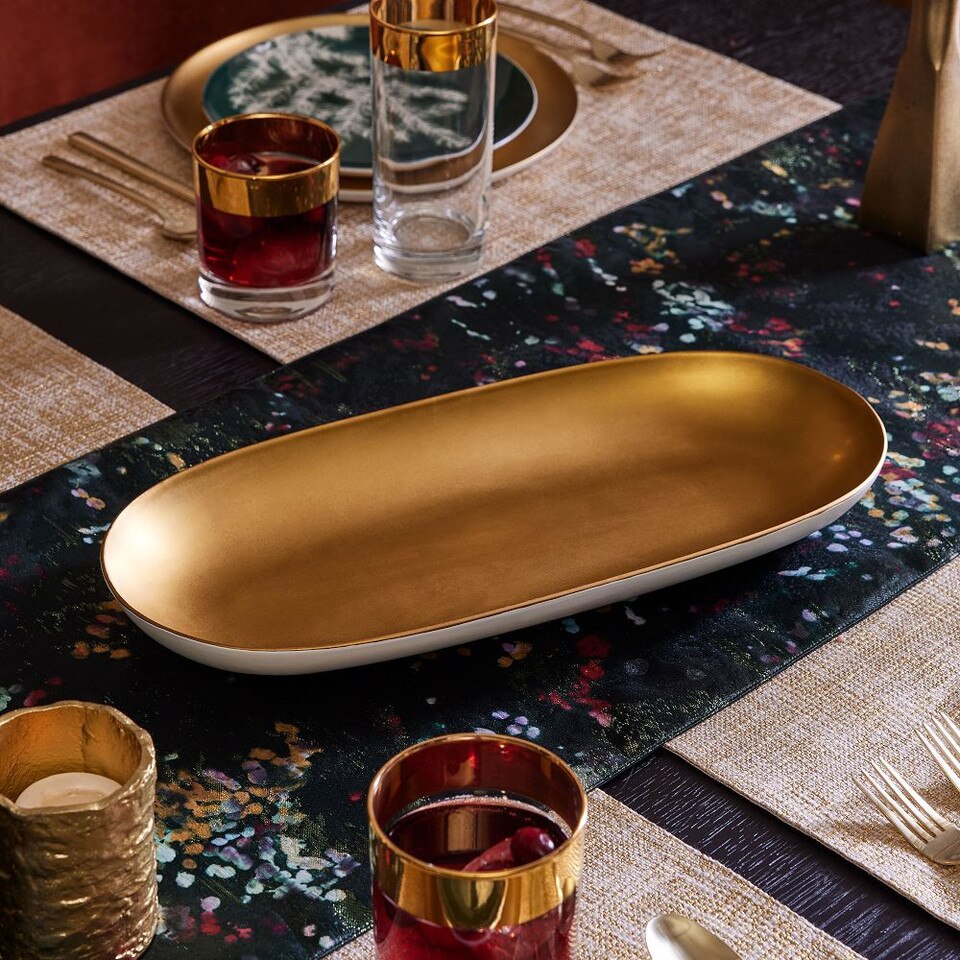 Pure Metallic Stoneware Platter - West Elm Australia