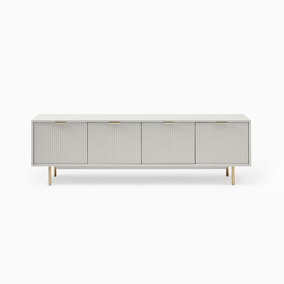 Quinn Lacquer Media Console (203 cm) - Haze/Antique Brass - West Elm ...