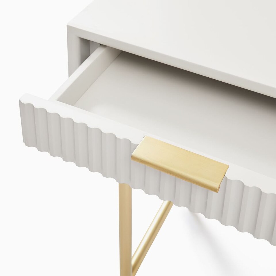 Quinn Lacquer Mini Desk - Haze/Antique Brass - West Elm Australia