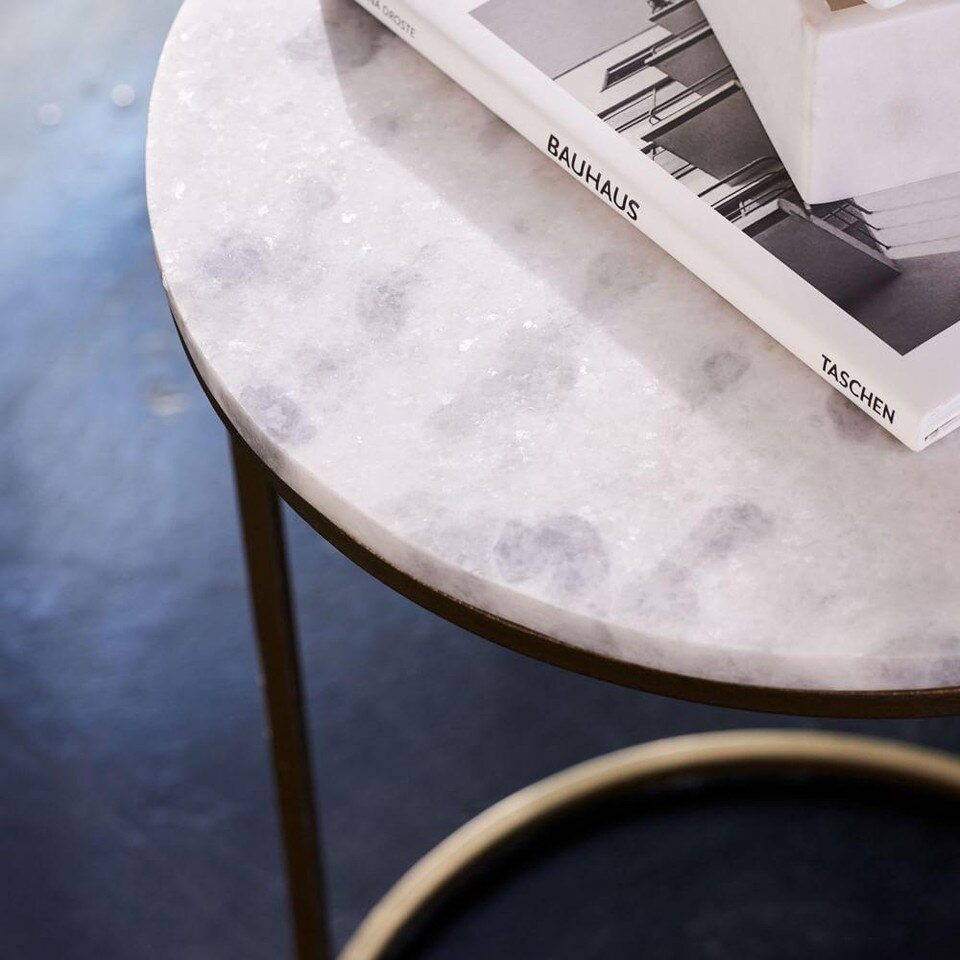 Round Nesting Side Tables Set - Marble/Antique Brass | west elm Australia