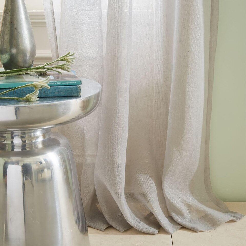 Sheer Metallic Printed Curtain - Platinum/Silver | west elm Australia