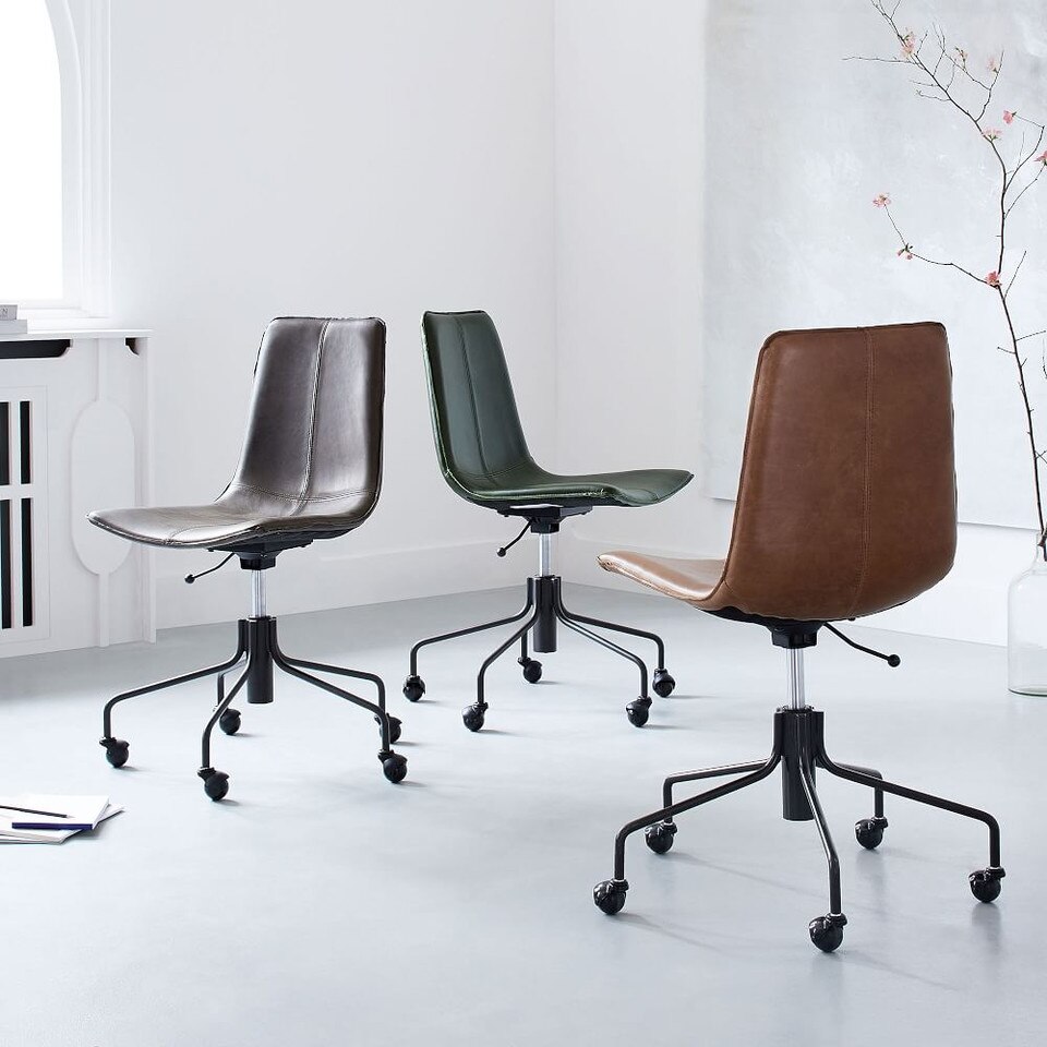 Slope Leather Swivel Office Chair - West Elm Australia