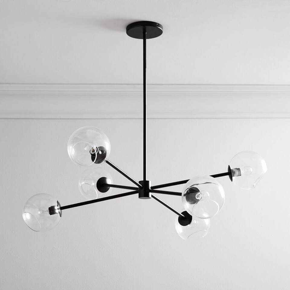 Staggered Glass 6-Light Chandelier - Clear/Antique Bronze | West Elm ...