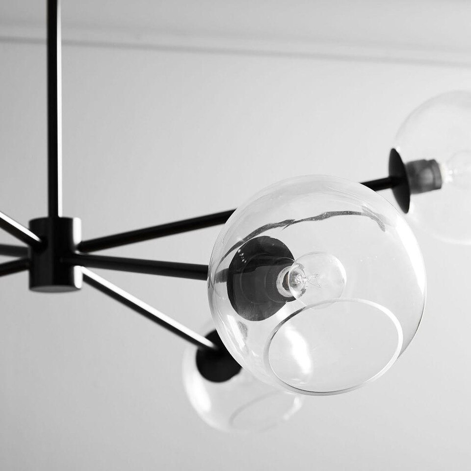 Staggered Glass 6-Light Chandelier - Clear/Antique Bronze | West Elm ...