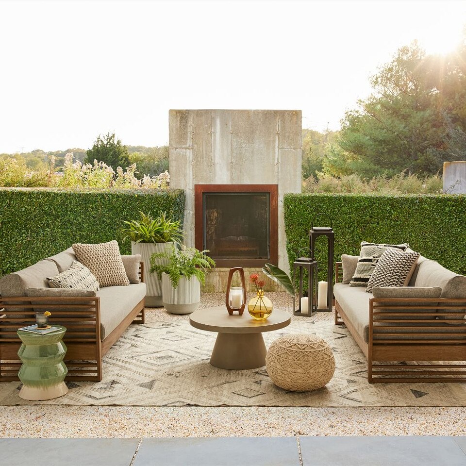 Sunburst Macrame Pouf | West Elm Australia