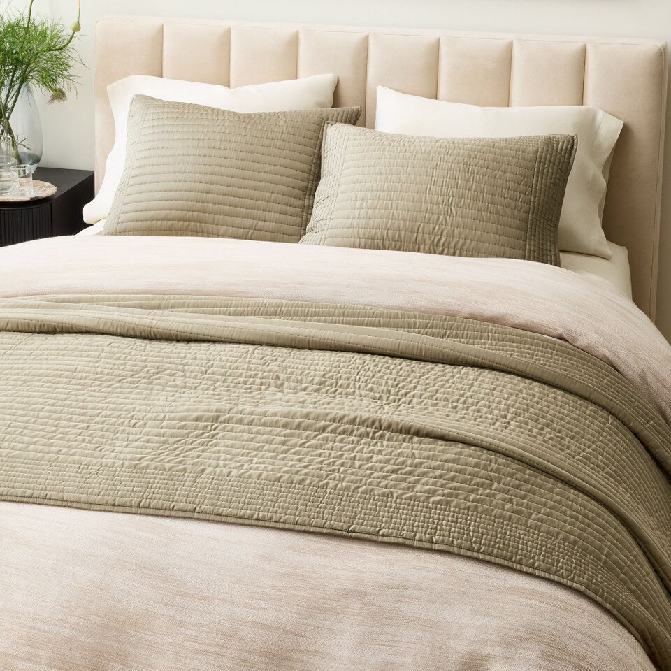 Silky TENCEL™ Pick Stitch Coverlet & Pillowcases - West Elm Australia