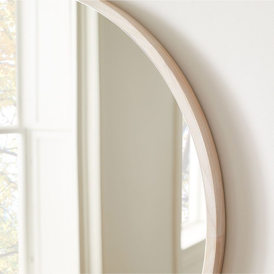Thin Wood Wall Mirror - Round | West Elm Australia