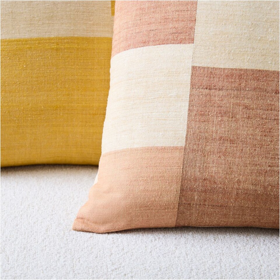 Tonal Silk Patchwork Cushion Cover, Indigo, 51 cm x 51 cm - West Elm ...