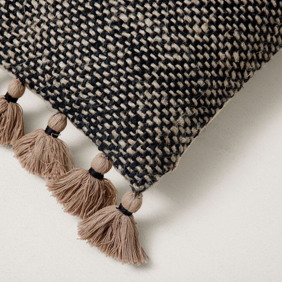 Two-Tone Chunky Linen Tassels Cushion Cover | West Elm Australia
