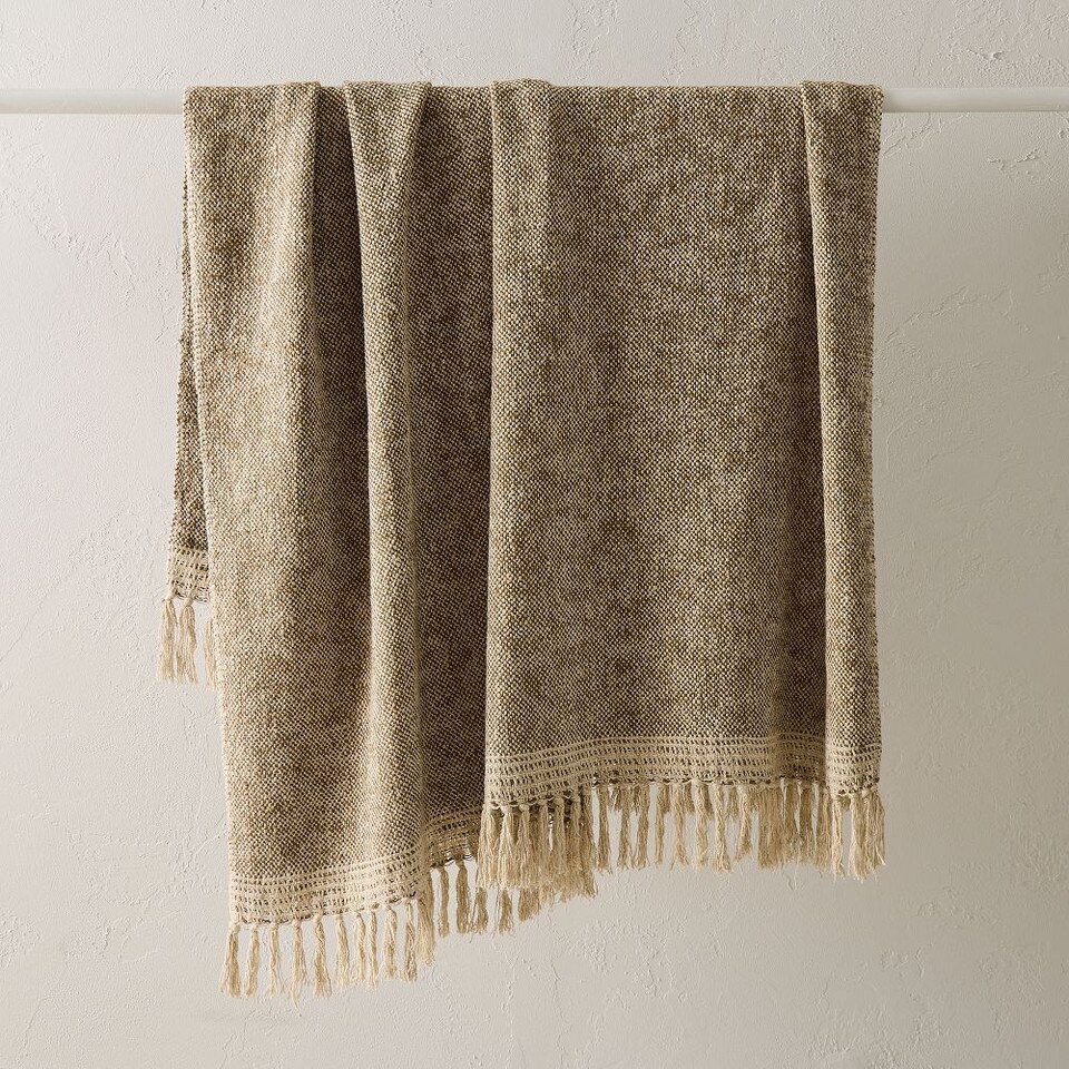 Two-Tone Chunky Linen Throw | West Elm Australia