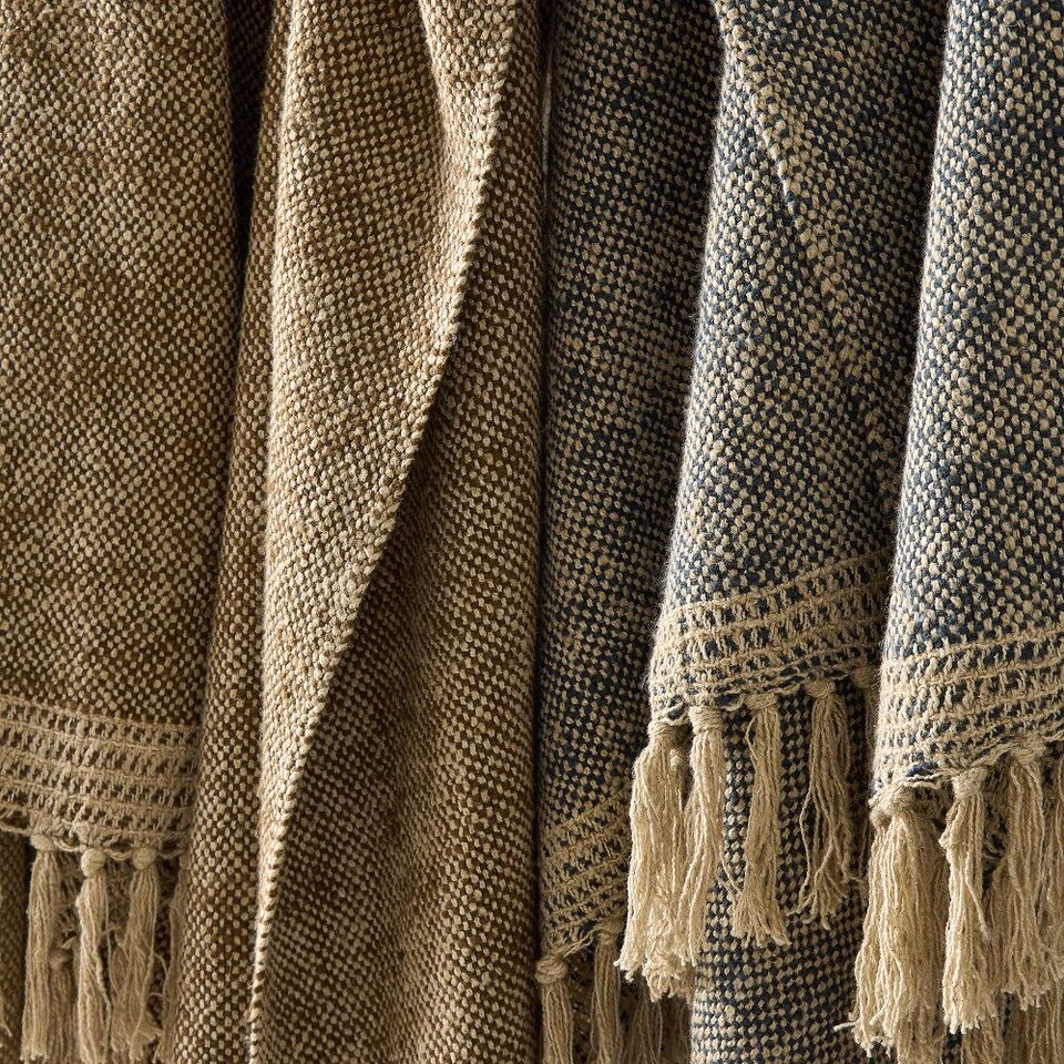 Two-Tone Chunky Linen Throw | West Elm Australia