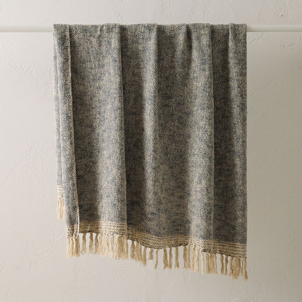 Two-Tone Chunky Linen Throw | West Elm Australia