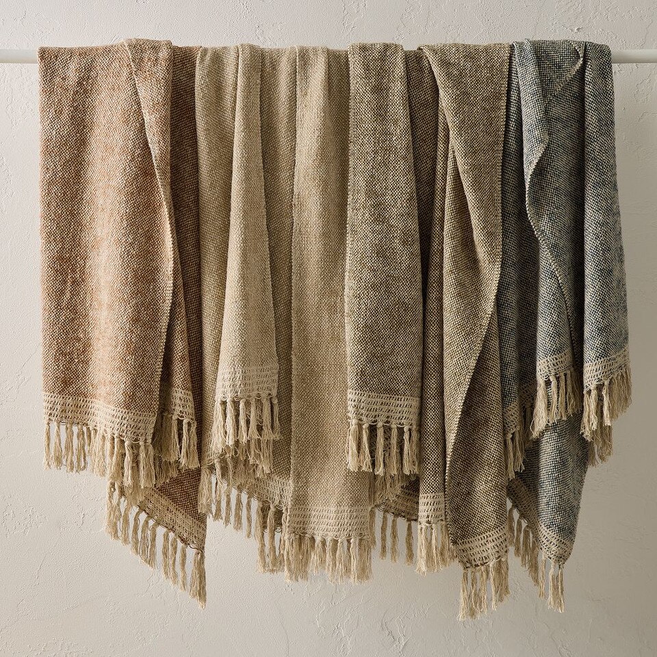 Two-Tone Chunky Linen Throw | West Elm Australia