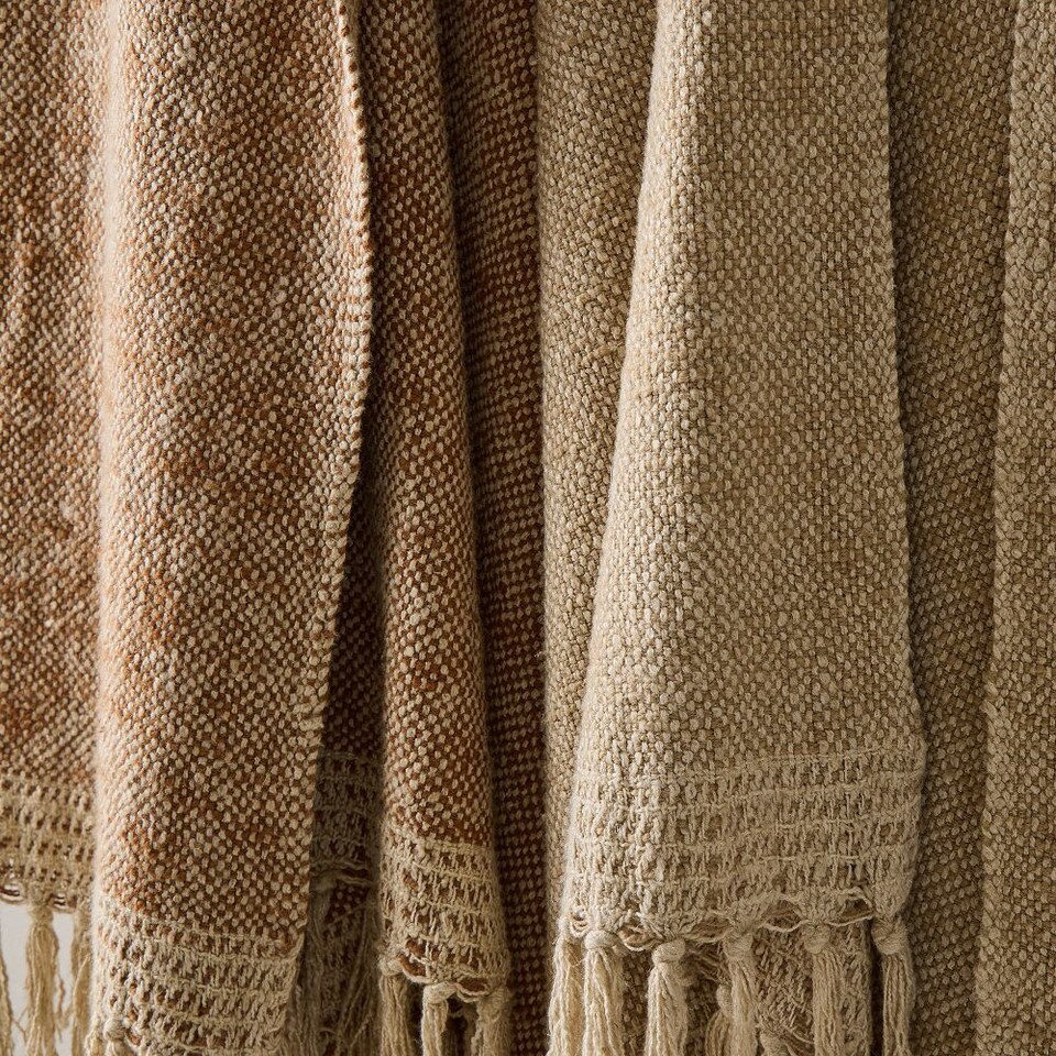 Two-Tone Chunky Linen Throw | West Elm Australia