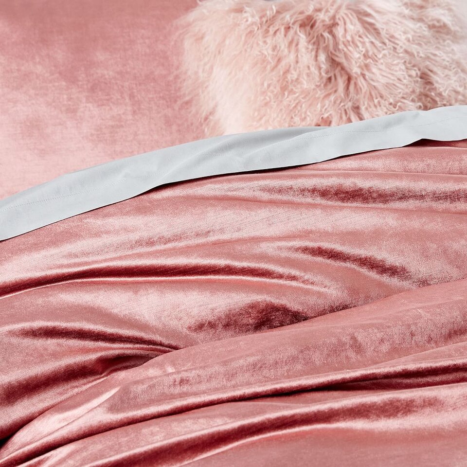 Washed Cotton Lustre Velvet Quilt Cover & Pillowcases - Pink Grapefruit ...