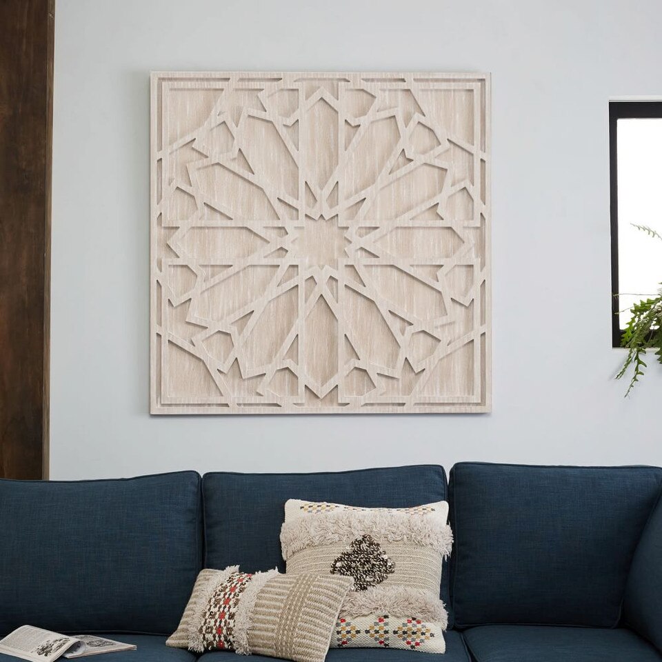 Graphic Wood Wall Art - Whitewashed (Square) | west elm Australia