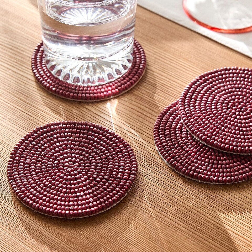 Wood Beaded Coaster Sets - West Elm Australia